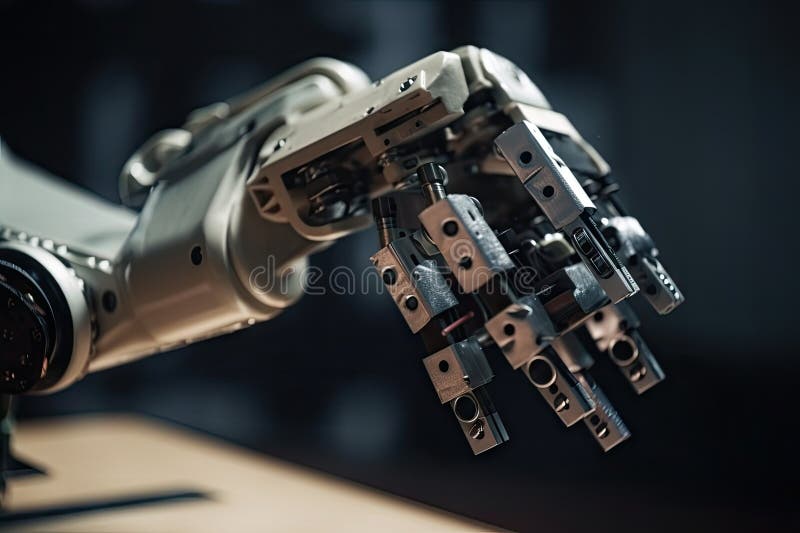 Close-up of Custom Robotic Hand with Tool Attached, Ready To Perform ...
