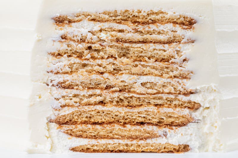 Close-up of a Cutaway Honey Cake. Side View. Layer Cake. Stock Photo ...