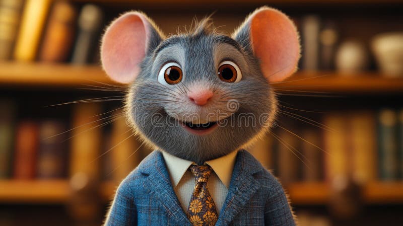 Animated Mouse in Suit stock illustration. Illustration of adorable ...