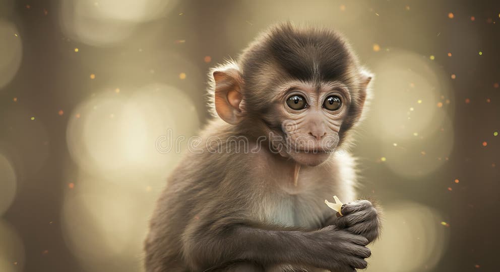 A Close-up of a Cute Baby Monkey in Procreate Style during the ...