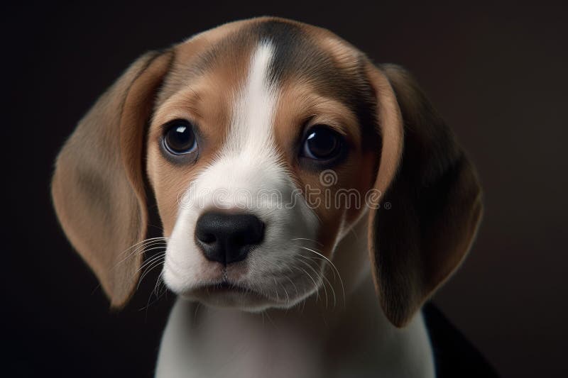 Close-up of a Cute Beagle S Face on a Dark Background Stock ...