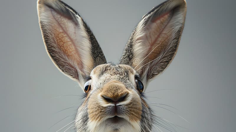 Close-up of a Cute and Curious Rabbit with Big Ears Looking at the ...