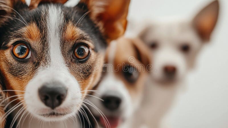 Close Up of Cute Dogs Looking at Camera, Stock Illustration ...