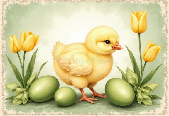 Close Up Cute Little Easter Chicken . Stock Illustration - Illustration ...