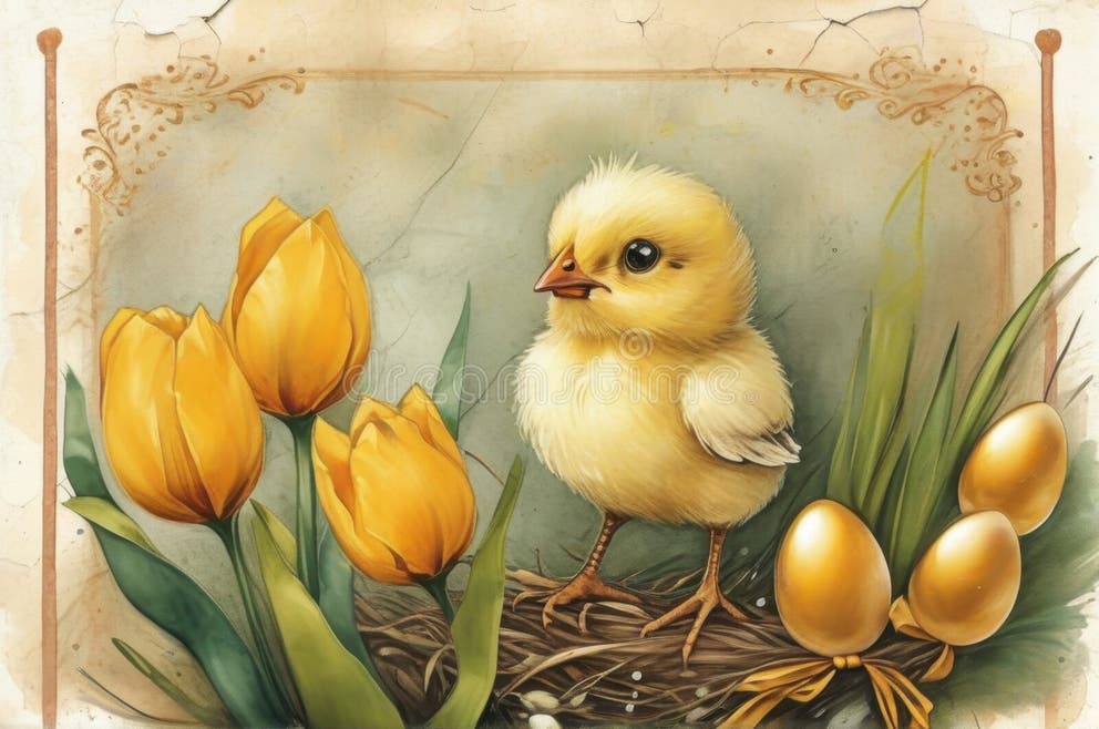 Close Up Cute Little Easter Chicken Stock Illustration - Illustration ...