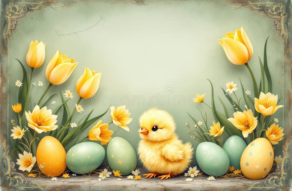 Close Up Cute Little Easter Chicken at 2-4-2025 Stock Illustration ...