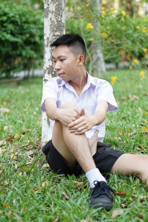Cute man in nature garden stock photo. Image of outside - 233454402