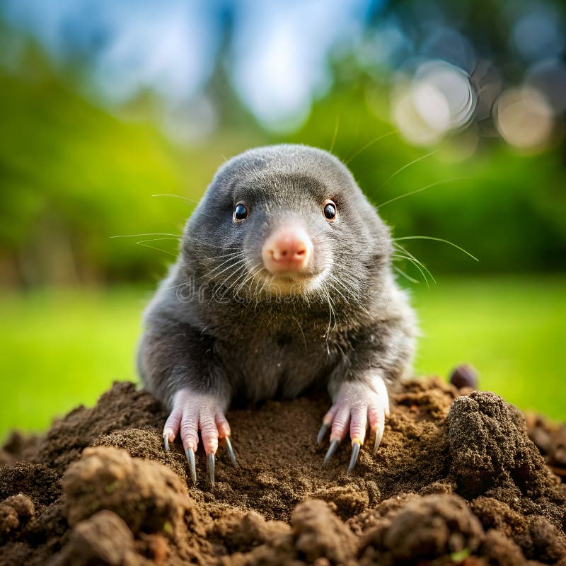 Close-up of a Cute Mole Emerging from the Ground in a Lush Garden, Ai ...