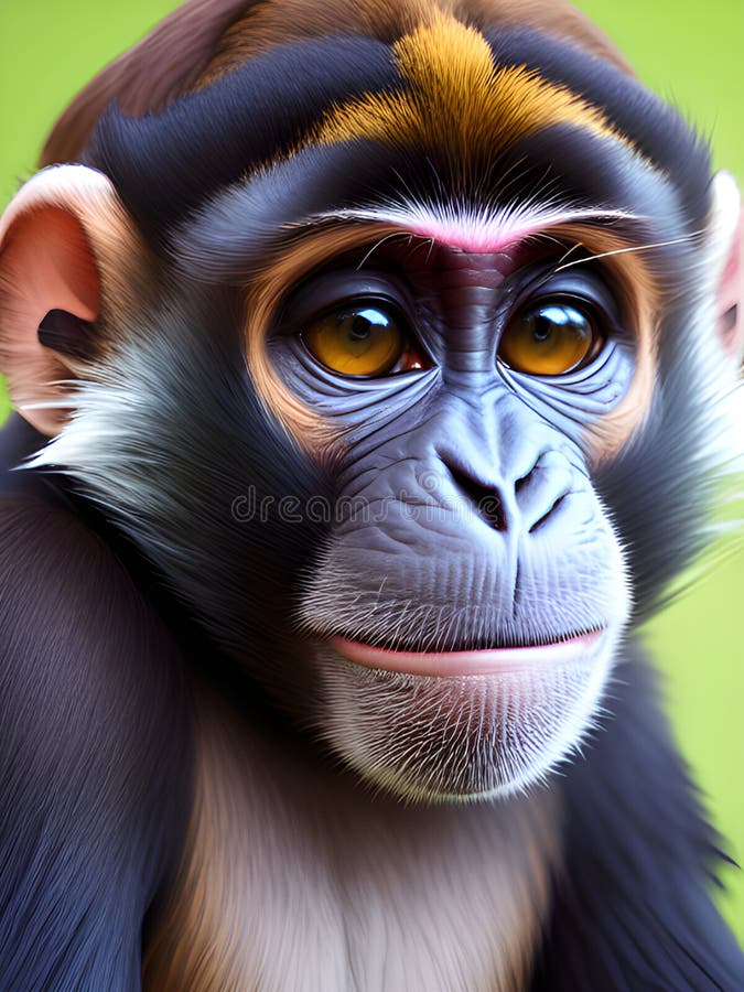 Close Up Cute Monkey Face, Ai Generated Stock Illustration ...