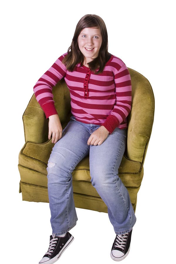 Close Up on a Cute Teenager Sitting on Couch Stock Image - Image of ...