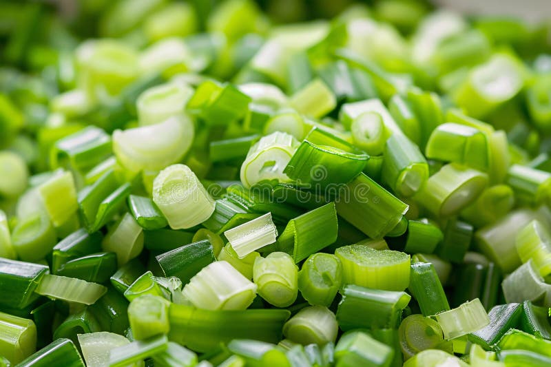 Close Up of Cutted Green Onion Stock Illustration - Illustration of ...