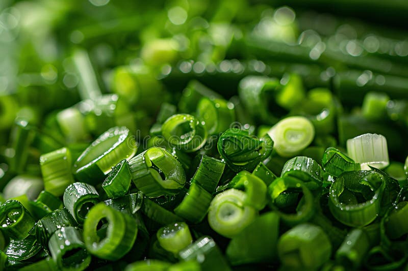 Close Up of Cutted Spring Onion Stock Illustration - Illustration of ...