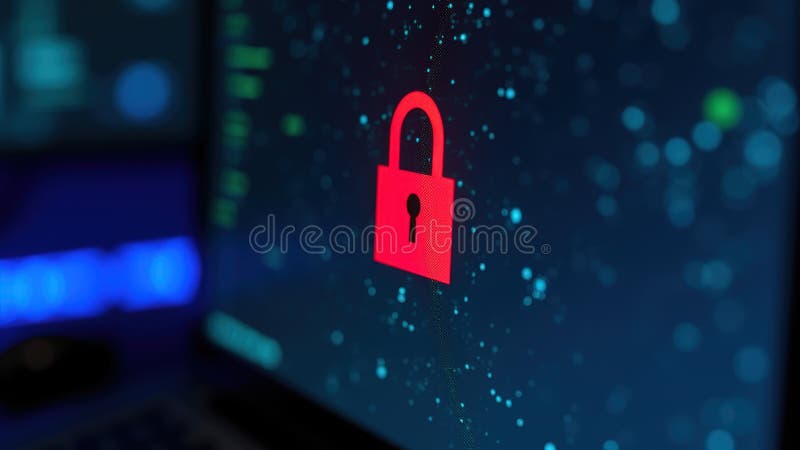 Close-Up of Cybersecurity Threat Warning on Screen Stock Illustration ...