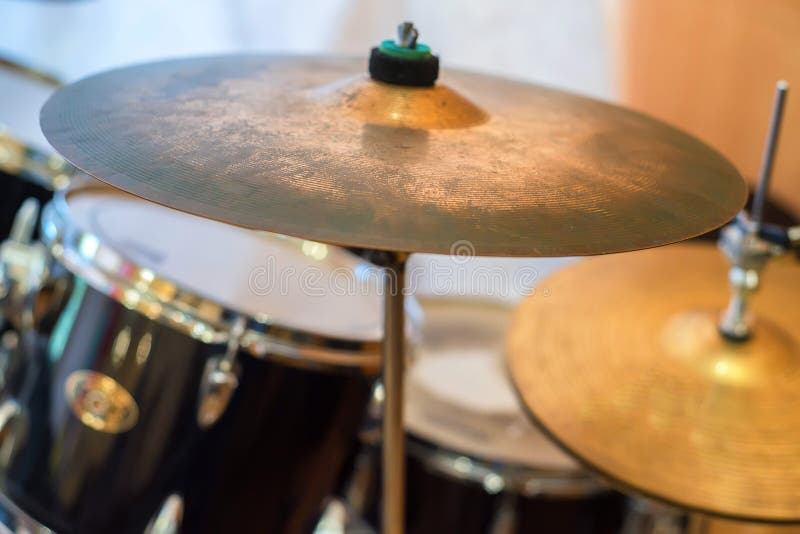 Close Up Cymbal with Drums in Background Stock Photo - Image of ...