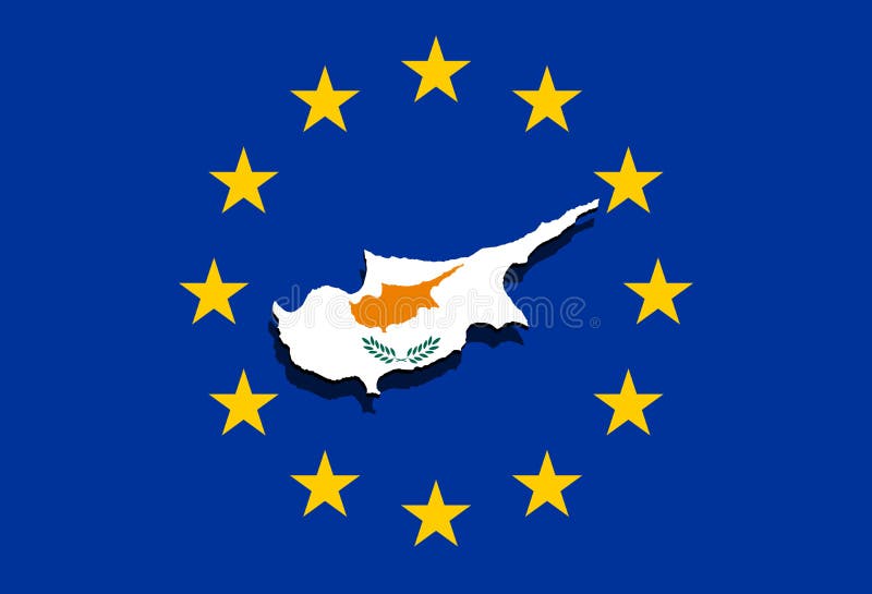 Close Up On Cyprus Map On Euro Union Background Stock Illustration ...