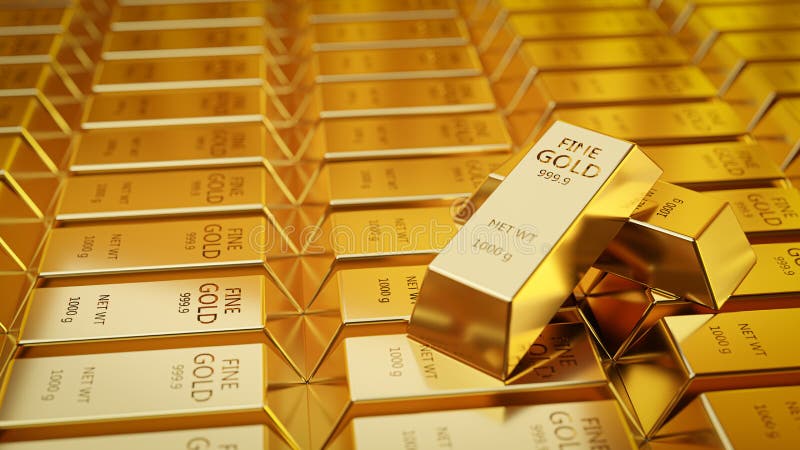Close-up 3D Animation View of Fine Gold Bars Stock Illustration ...
