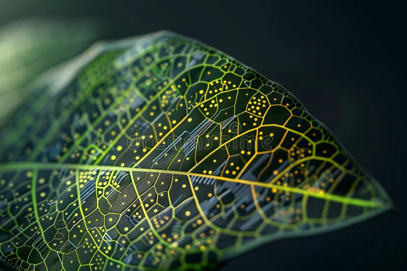 A Closeup of a 3Dgenerated Leaf Intricately Designed with Solar Cells ...