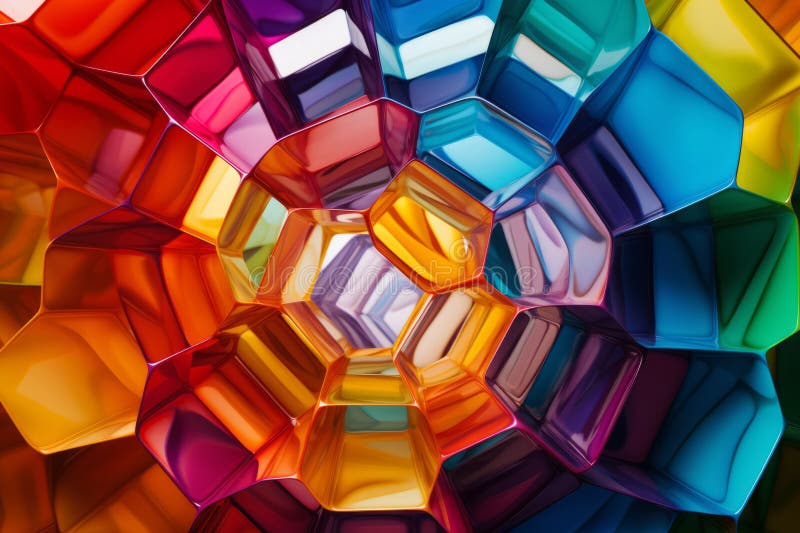 A Close Up of a 3D Heptagonal Prism with Vibrant, Shifting Colors Stock ...
