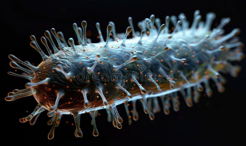 Close-up of 3D Microscopic Blue Bacteria Stock Illustration ...