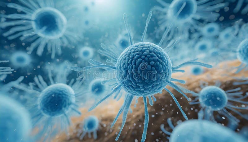 Close Up of 3d Microscopic Blue Bacteria Stock Illustration ...