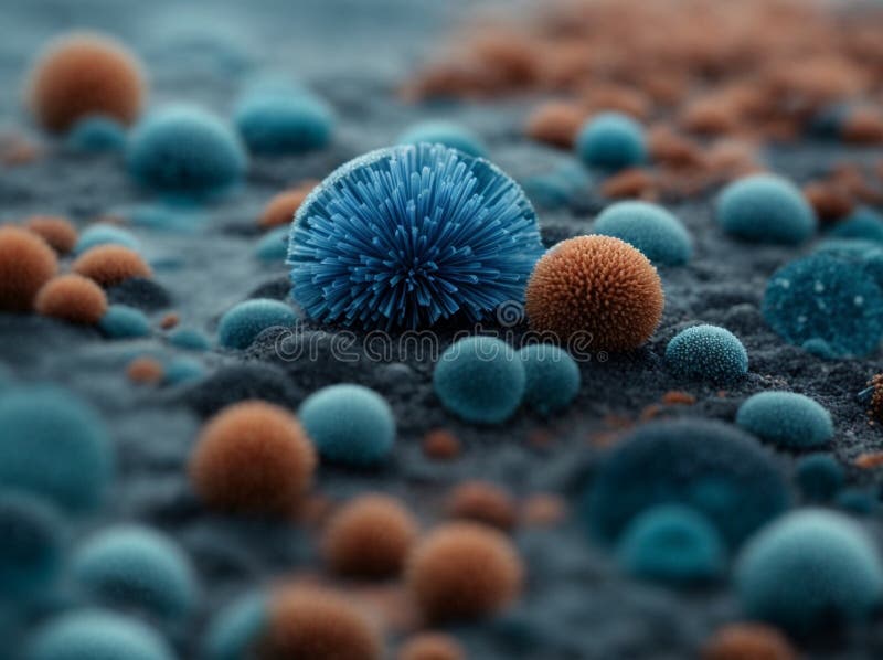 Close Up of 3d Microscopic Blue Bacteria Stock Photo - Image of glowing ...