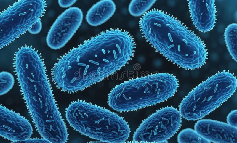 Close Up of 3d Microscopic Blue Bacteria Stock Illustration ...