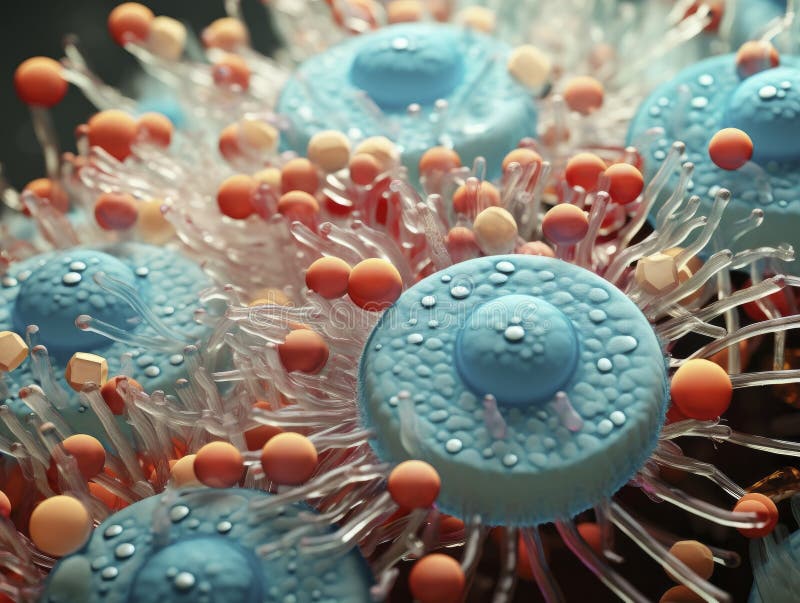 Close-up 3d Picture of Bacteria Under Microscope Stock Illustration ...