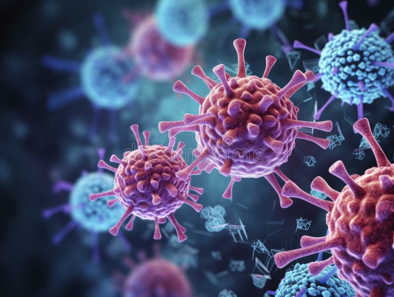 Close-up 3d Picture of Dissolving Virus Under Microscope Stock Image ...