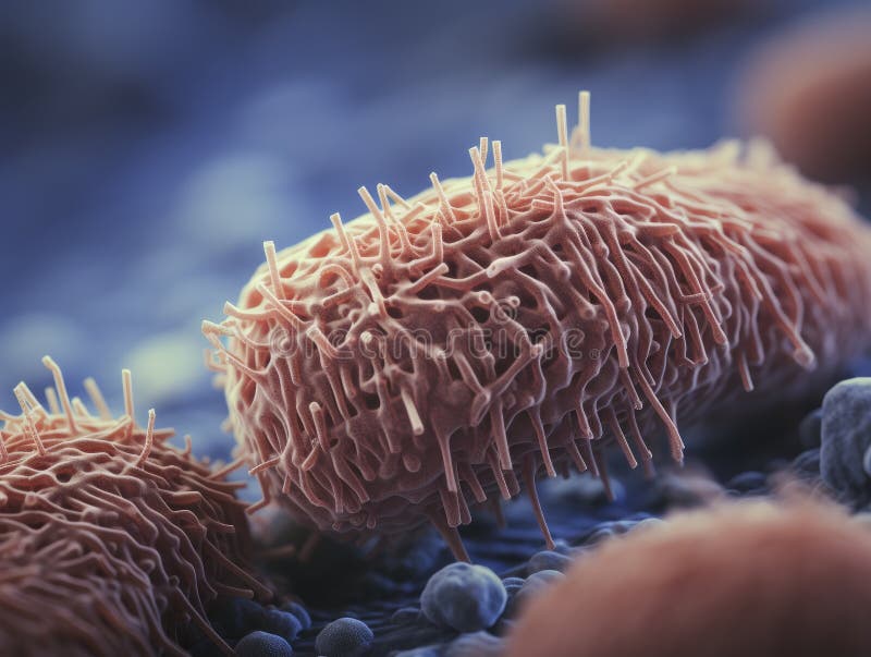 Close-up 3d Picture of E. Coli Bacteria Under Microscope Stock ...