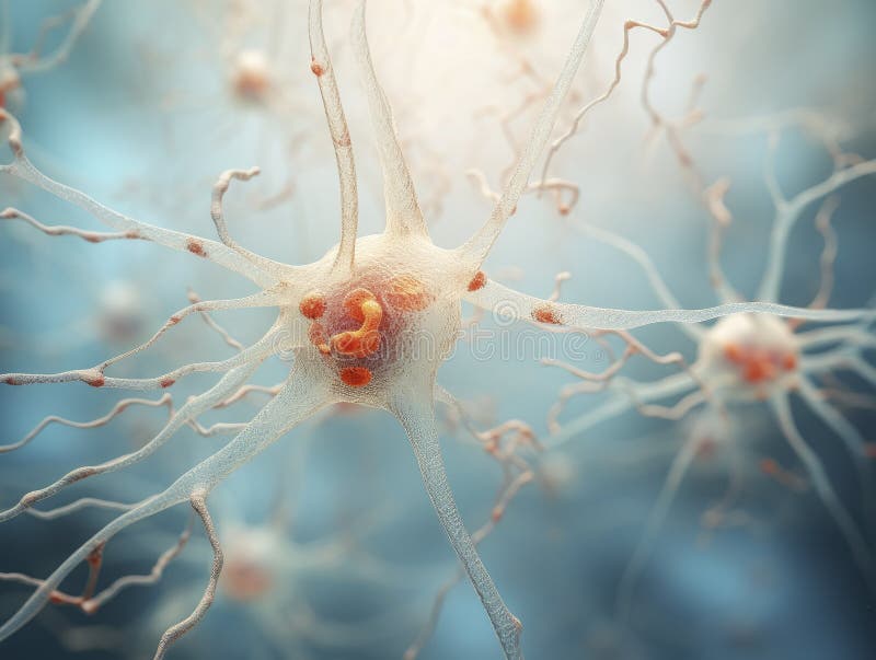 Close-up 3d Picture of Single Brain Neuron Under Microscope Stock Image ...
