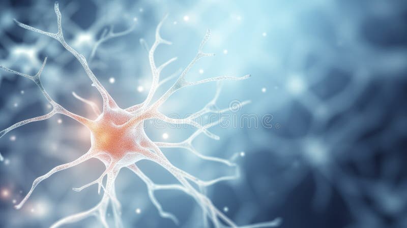 Close-up 3d Picture of Single Brain Neuron Under Microscope Stock ...