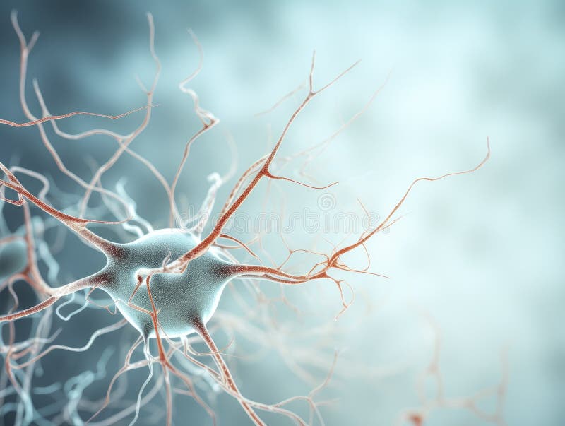 Close-up 3d Picture of Single Brain Neuron Under Microscope Stock ...