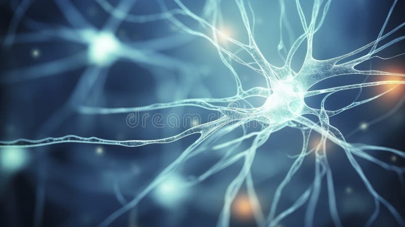 Close-up 3d Picture of Single Brain Neuron Under Microscope Stock ...