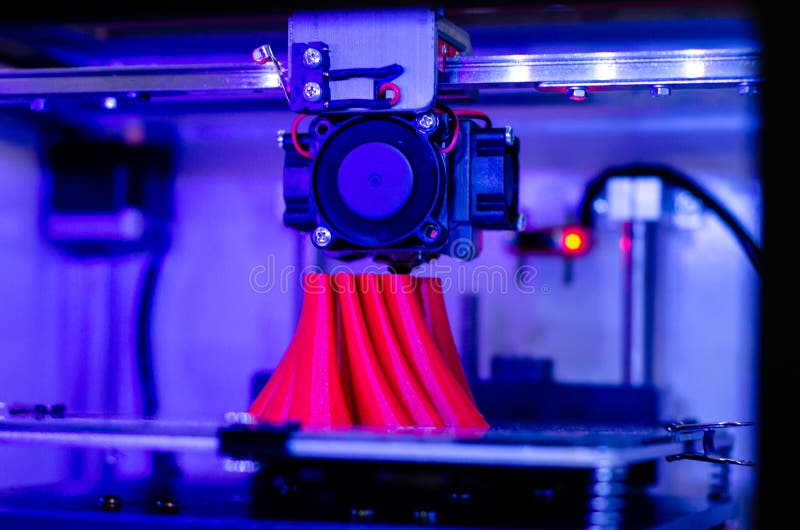 Close Up of 3D Printer while Printing Wrench or Spanner. 3D Printing in ...