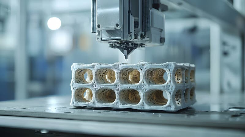 Close Up of 3D Printer Creating Eco-Friendly Product Stock Illustration ...