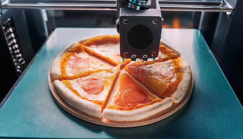 Close-up of a 3D Printer Creating a Slice of Pizza, 3D Printed Food ...