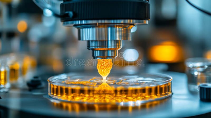 Close-Up of a 3D Printer Depositing Orange Material Onto a Circular ...