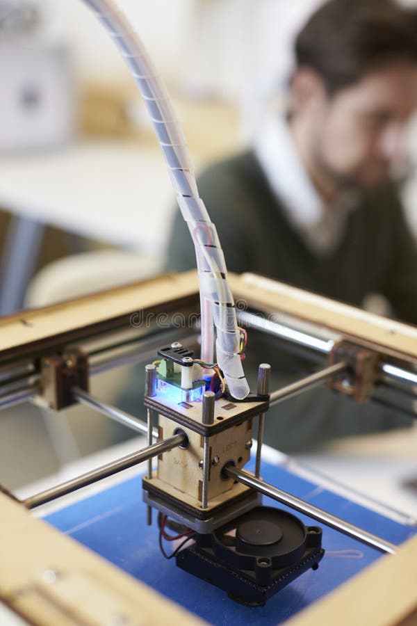 Close Up of 3D Printer Operating in Design Studio Stock Image - Image ...
