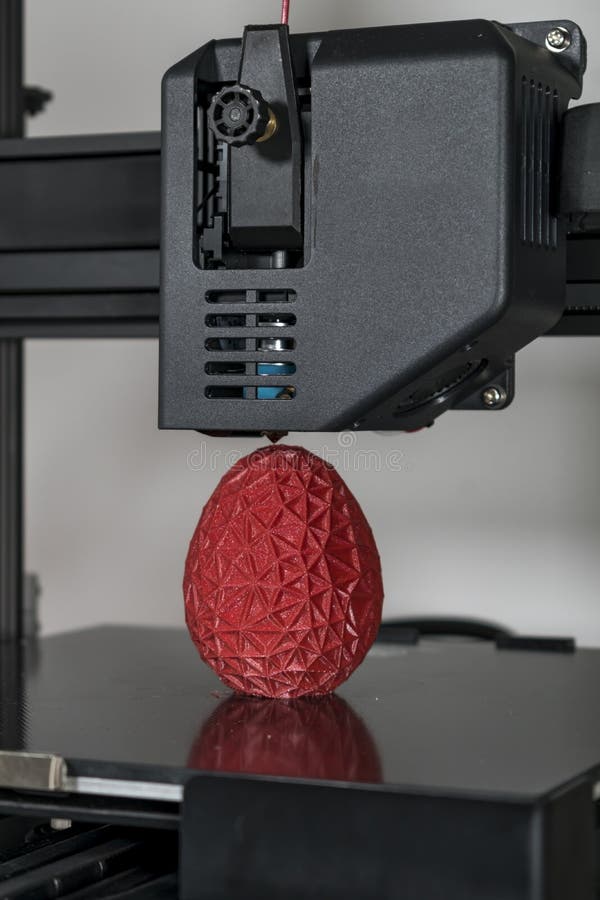 Close Up of a 3d Printer Printing a Red Polygonal Egg Stock Image ...