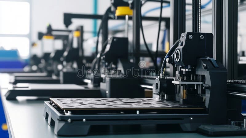 Close-up of a 3D Printer with a Textured Build Plate Stock Illustration ...