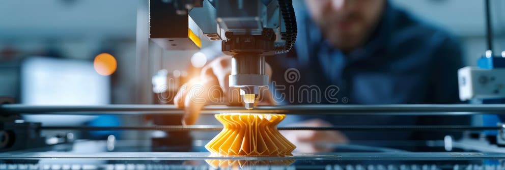 Close-up of 3D Printing Process with Mechanical Component. Detailed ...