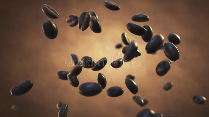 3d Render of Coffee Beans Falling in Slow Motion Stock Video - Video of ...