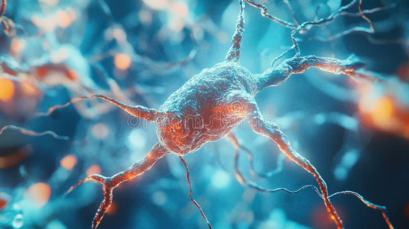 Close-Up 3D Render of Human Cell with Bokeh Effect on Blue Background ...