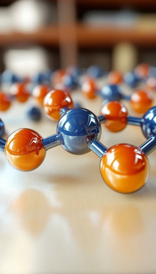 Close-up 3D Render of a Molecule Structure, Nanotechnology and ...