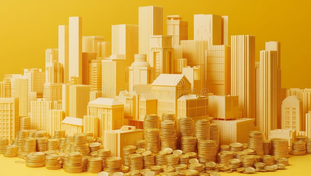 Close-up of a 3d Render Studio Visualization of Wealth Using a ...