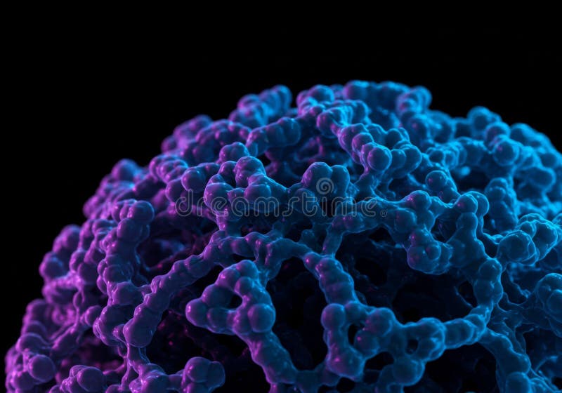 Close-Up of a 3D Rendered Blue and Purple Cell Structure Stock ...
