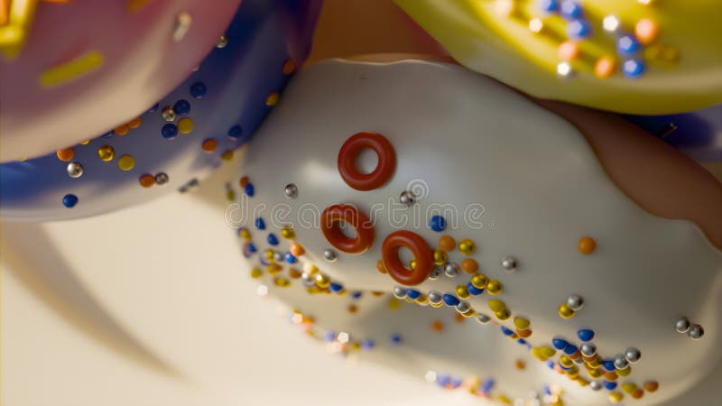 Close-up of a 3D-rendered Surface with Multi-colored Spherical Elements ...