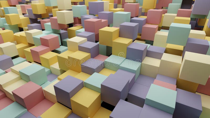 Close Up 3D Rendering 8K Wallpaper Background of Retro-colored Shuffled ...