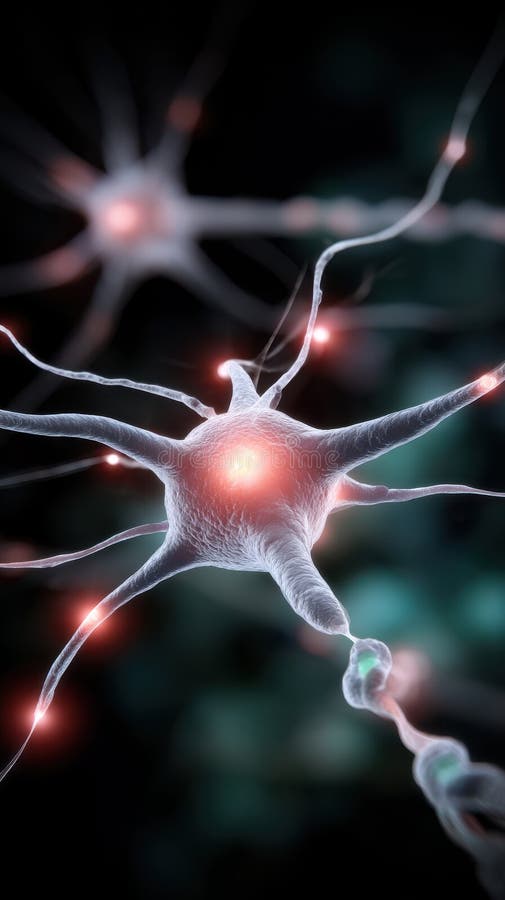 Close-up 3D Rendering of Neurons Transmitting Signals in Brain ...