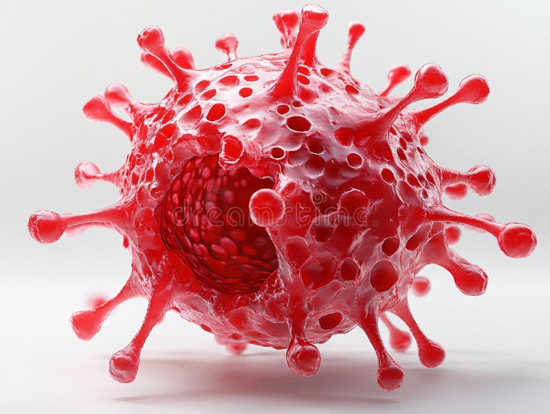 Red Virus Cell Microscopic View Disease Infection AI Generated. Stock ...